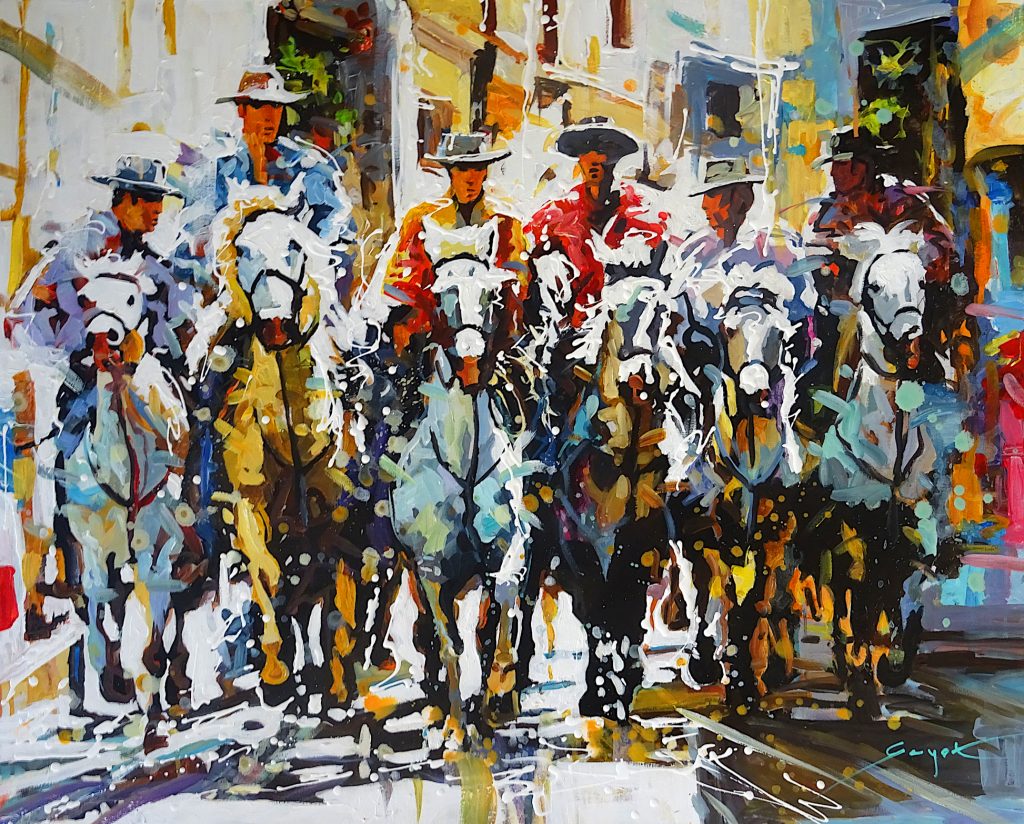Cavaliers camarguais en abrivado - 2025 - Marc Guyot peintre